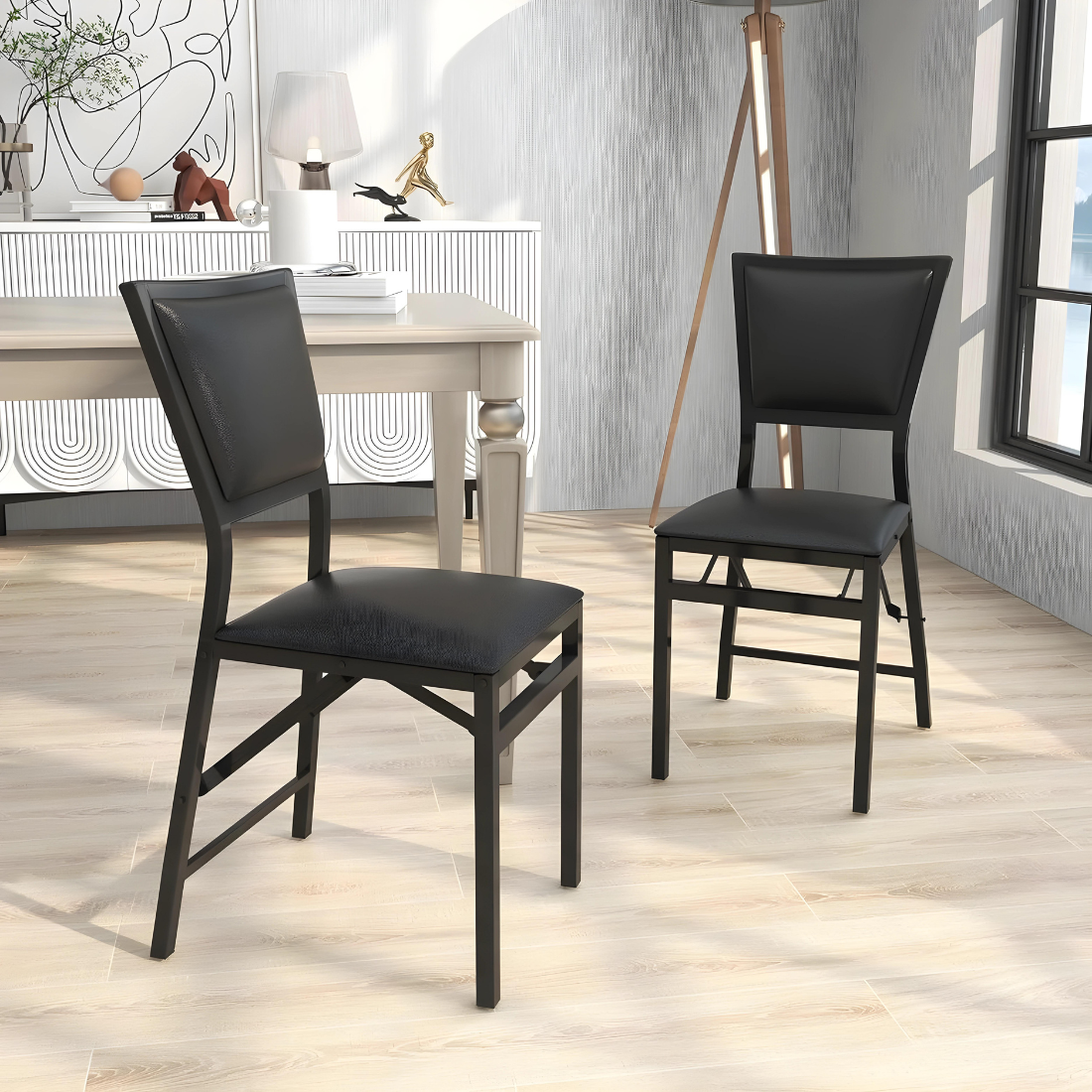 Ari Designer Black Metal Chair with Black Cushion – Vibrant Interior ...